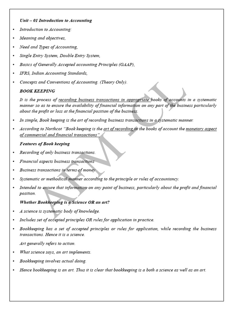 Afm Unit - 1 Theory | PDF | Debits And Credits | Accounting