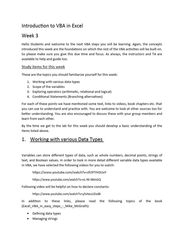 VBA Practice 1 | PDF | Variable (Computer Science) | Scope (Computer Science)
