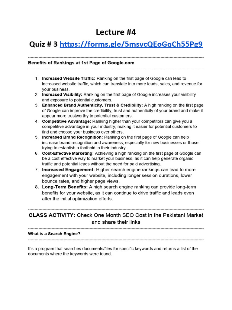 Lecture #4 | PDF | Search Engine Optimization | Search Engine Indexing