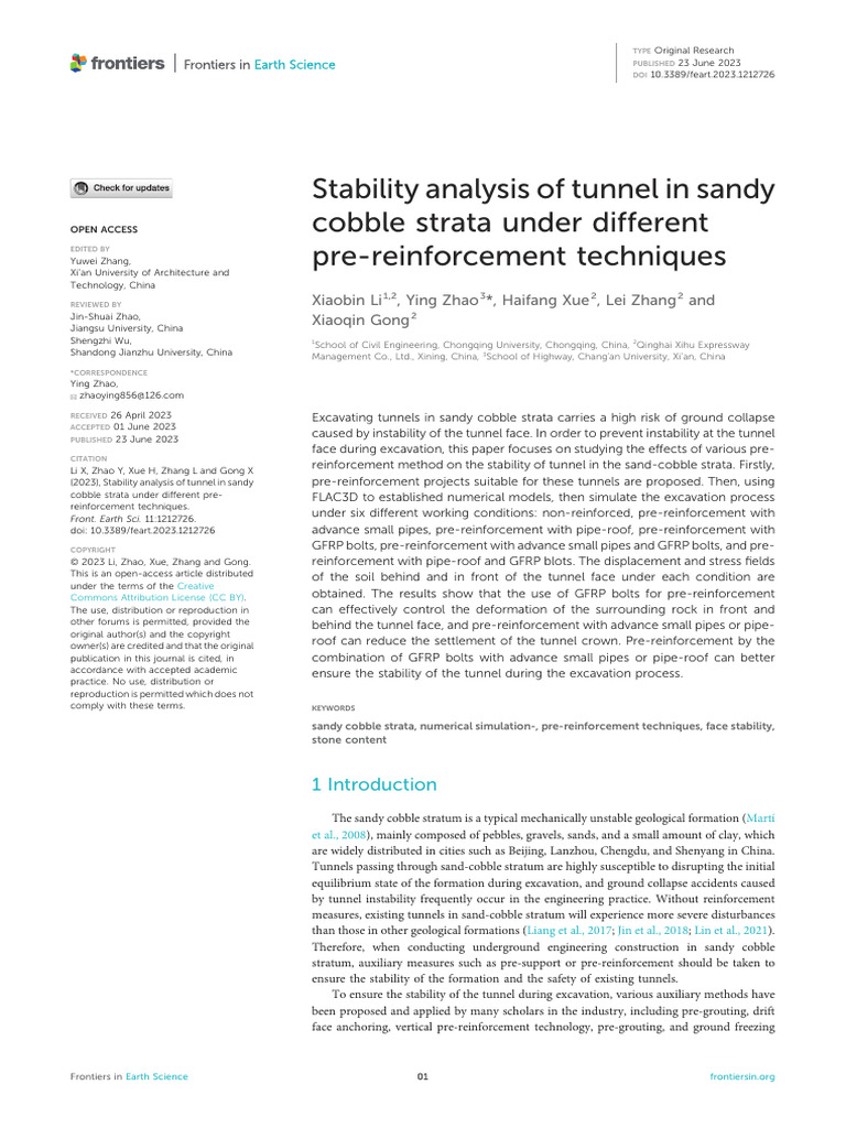 Stability Analysis of Tunnel in Sandy Cobble Strat | PDF | Tunnel ...