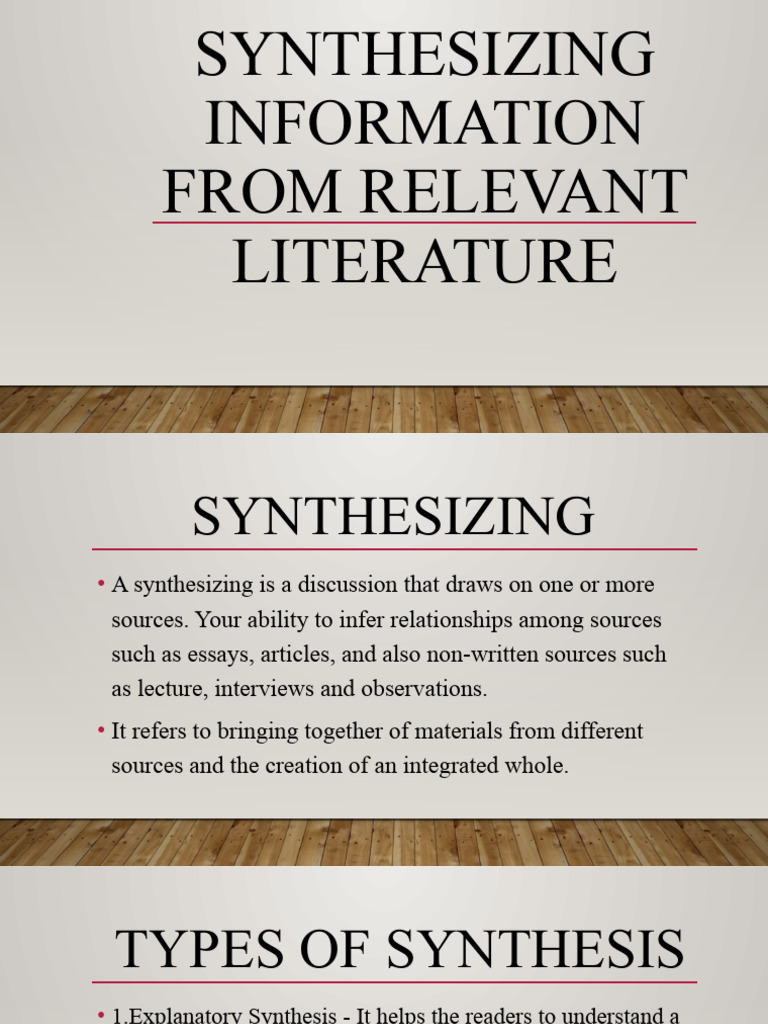 Synthesizing Information From Relevant Literature | PDF | Information ...