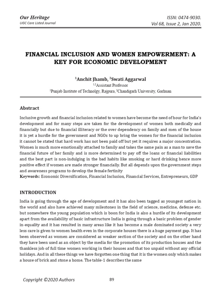 Financial Inclusion and Women Empowerment | PDF | Financial Inclusion ...