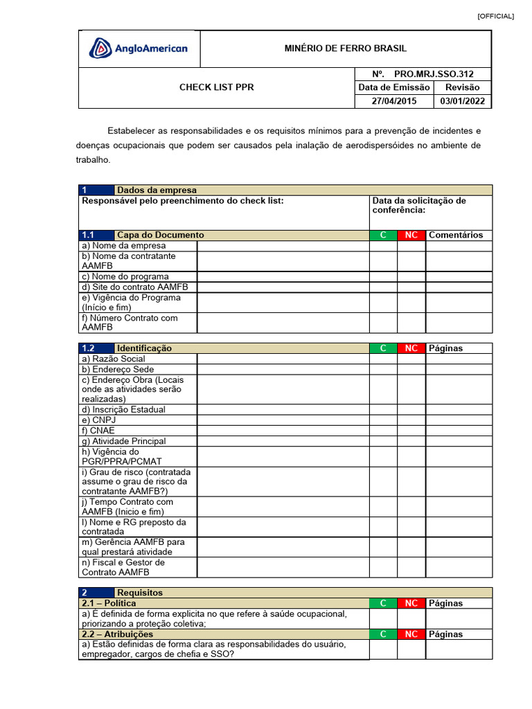 Check List PPR | PDF