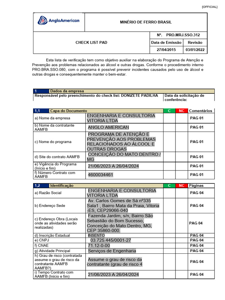 Check list PAD | PDF