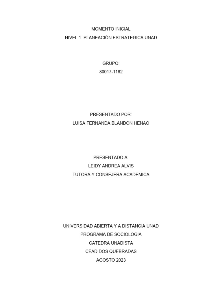 Momento Inicial Unad | PDF | Planificación | Comunicación