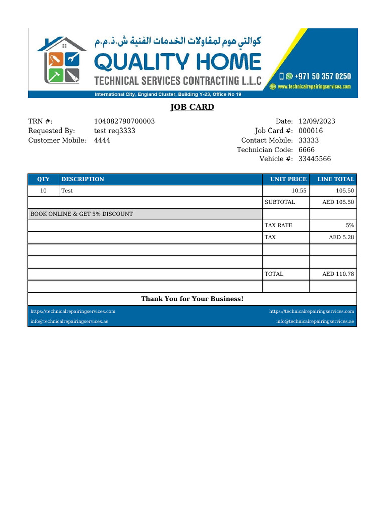 Jobcard 000016 | PDF