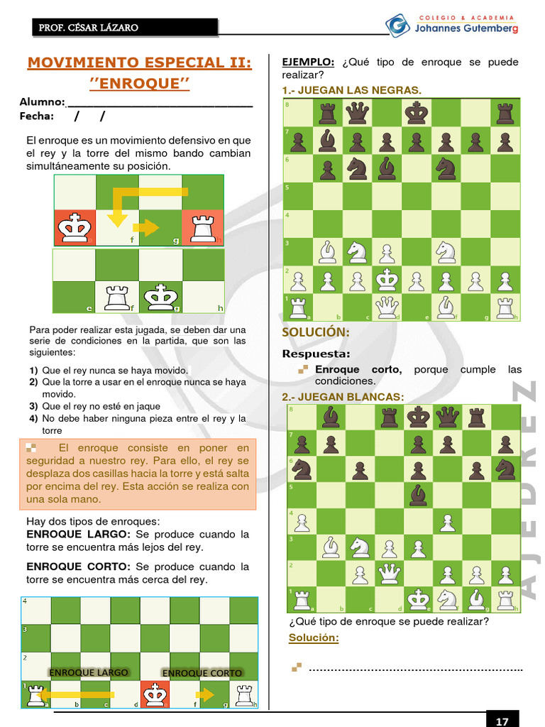 Tipos de Enroque en Ajedrez | PDF | Juegos de mesa | Teoría del ajedrez