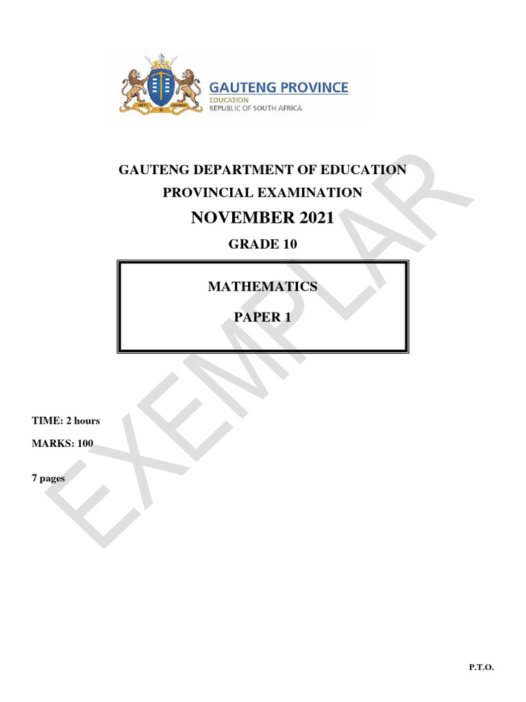 Grade 10 Mathematics Exam Paper 2021 | PDF | Asymptote | Sequence