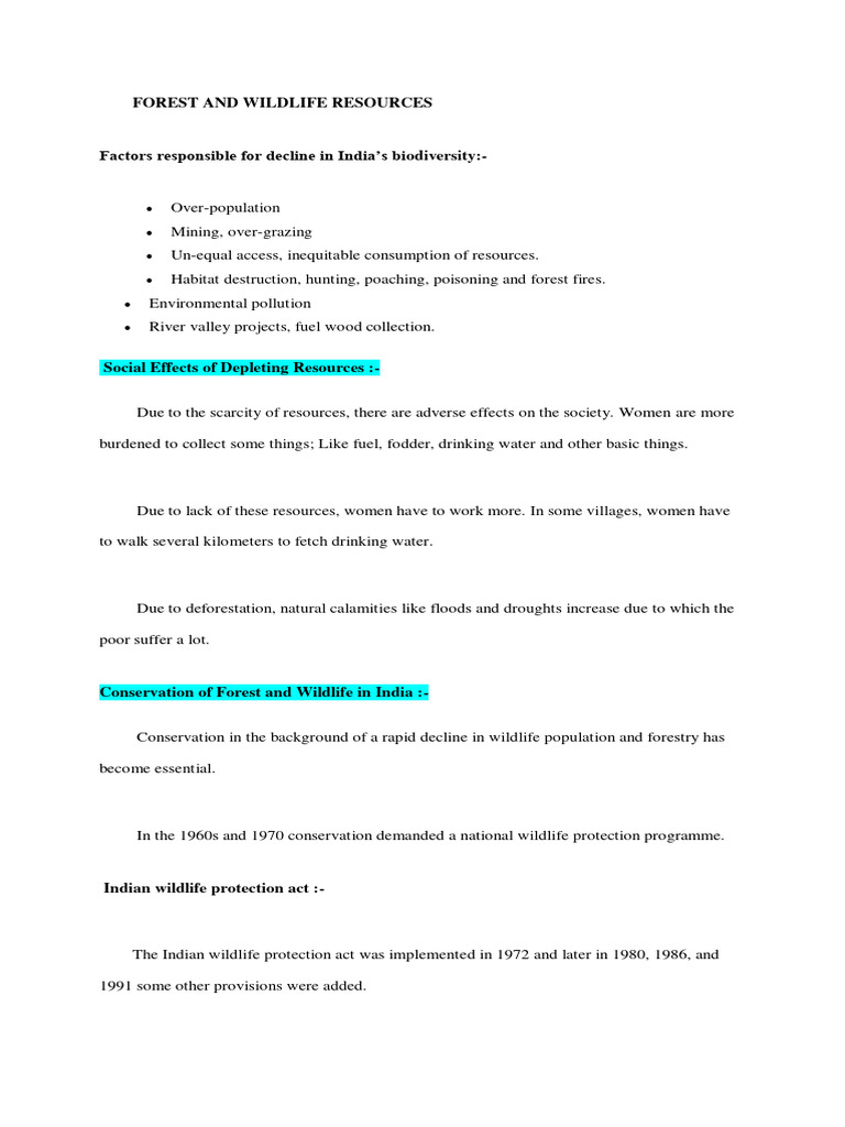 Forest and Wildlife Resources Notes | PDF | Nature | Natural Environment
