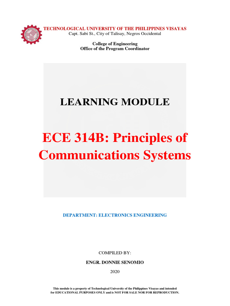 ECE 314B Principles of Communication Systems WK10to13 Module | Download Free PDF | Sound ...
