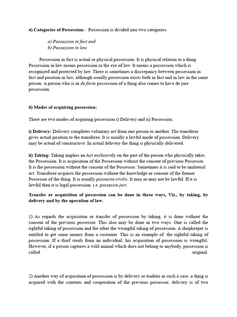 Kinds of Possession | PDF | Possession (Law) | Natural Resources Law