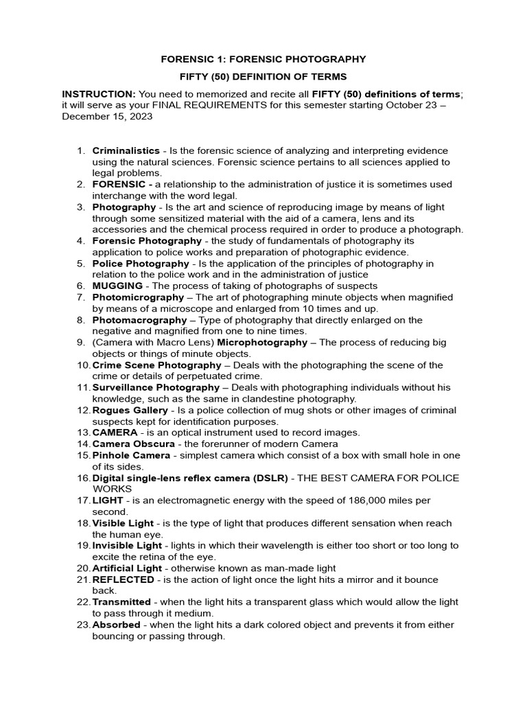 Forensic 1 Fifty Definition of Terms To Be Recite | Download Free PDF ...
