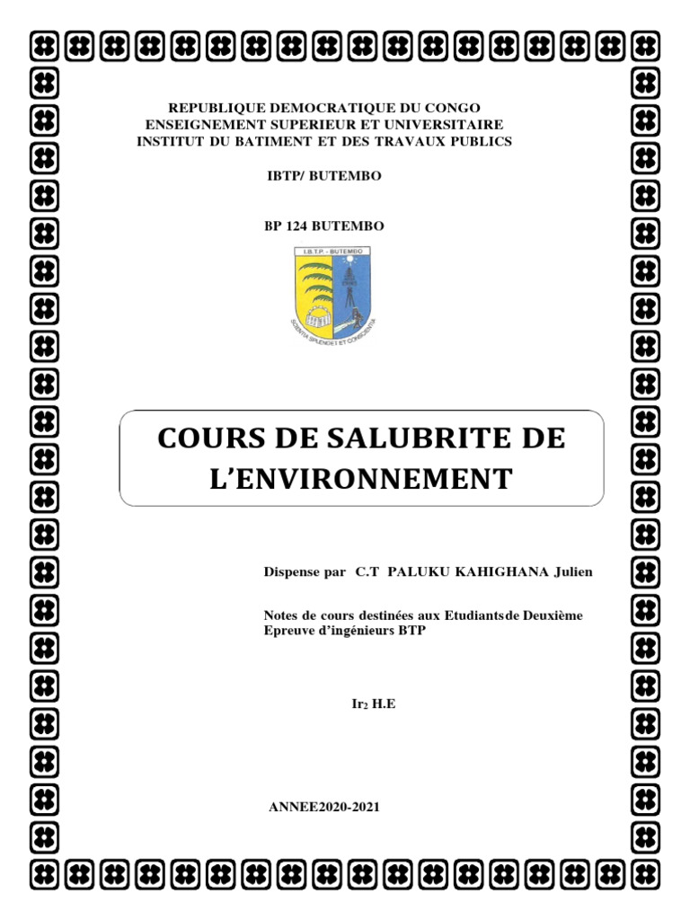 Cours de Salubrite de L'environnement PDF | PDF | Amiante | Pollution de l'air