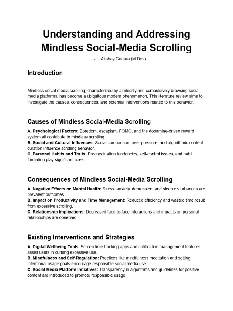 A1 - Mindless Social-Media Scrolling - Akshay Godara | PDF | Social Media | Popular Culture ...