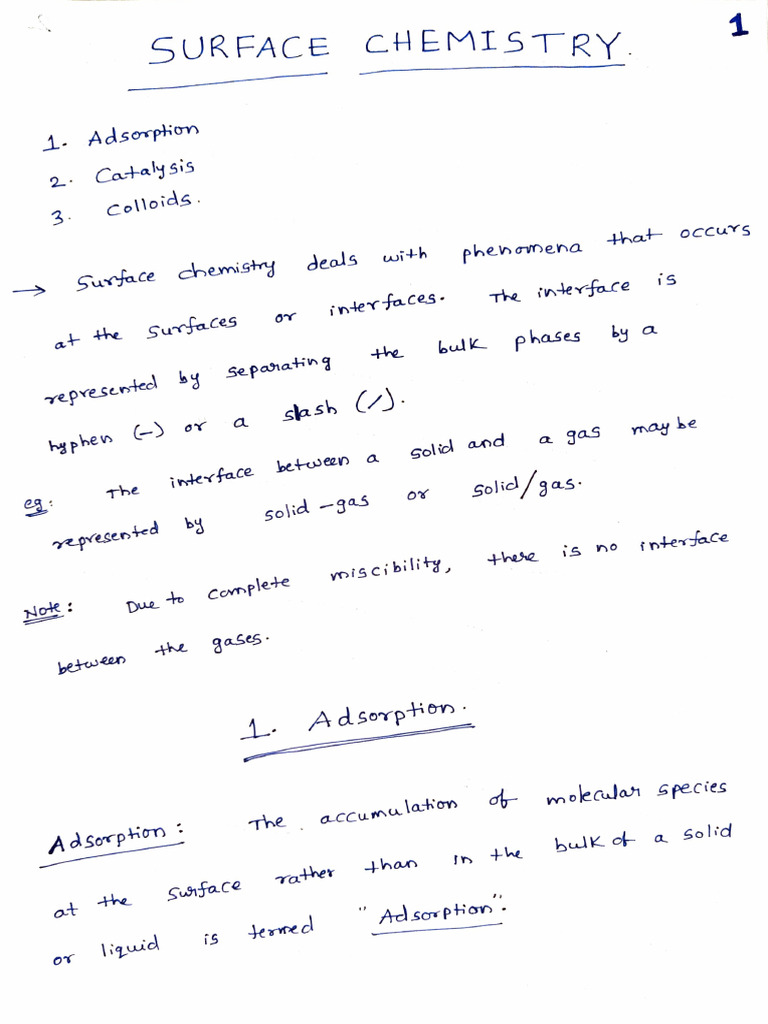 Surface Chemistry | PDF | Adsorption | Surface Science