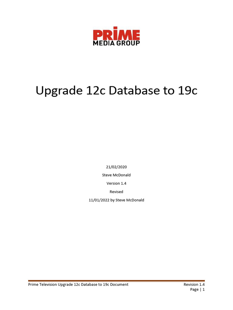 Upgrade Oracle 12c Database To 19c V1 4 Pdf Databases Operating