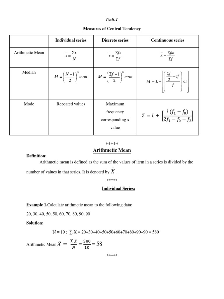 Measure of Central Tendency (Mean, Median, Mode) | PDF | Mode ...