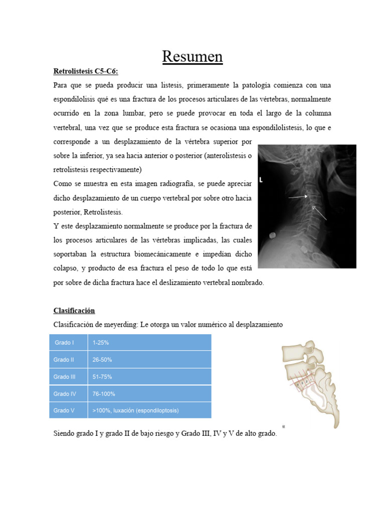 Grupo 5 Retrolistesis c5-c6 | PDF | Enfermedades y trastornos | Sistema ...