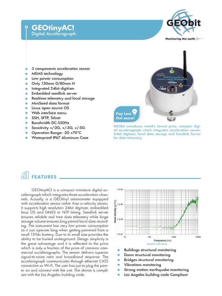 Compact Digital Accelerograph GEOtinyAC! | PDF | Accelerometer | Server ...