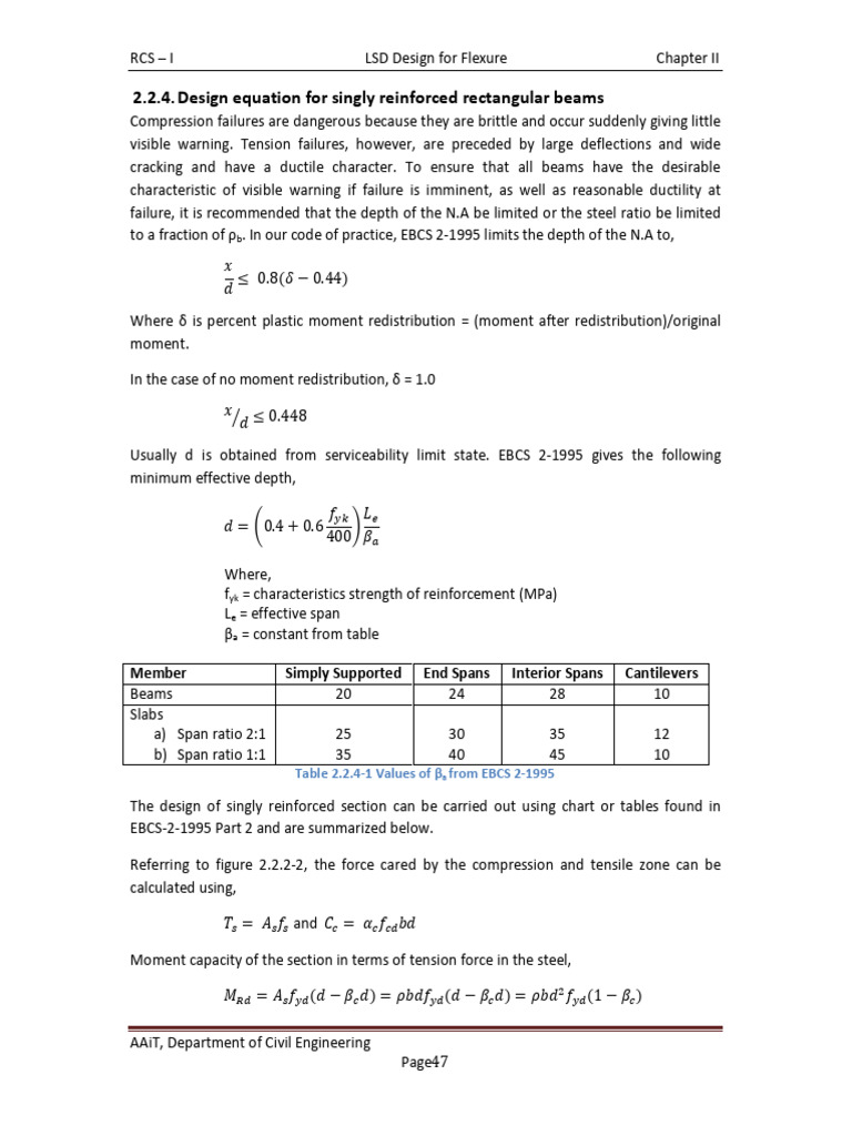Design of Singly Reinforced Beams | PDF | Beam (Structure) | Bending