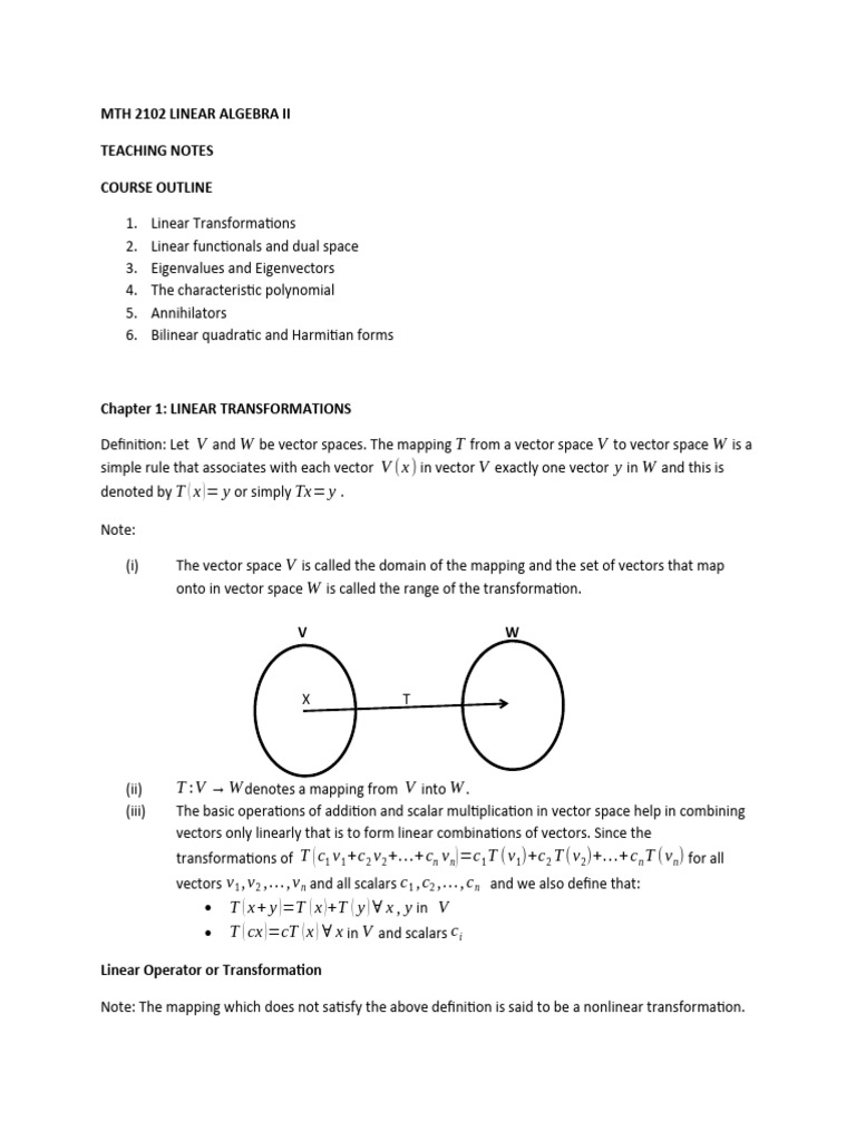 Linear Algebra 2 Teaching Notes 2023 | PDF | Eigenvalues And ...