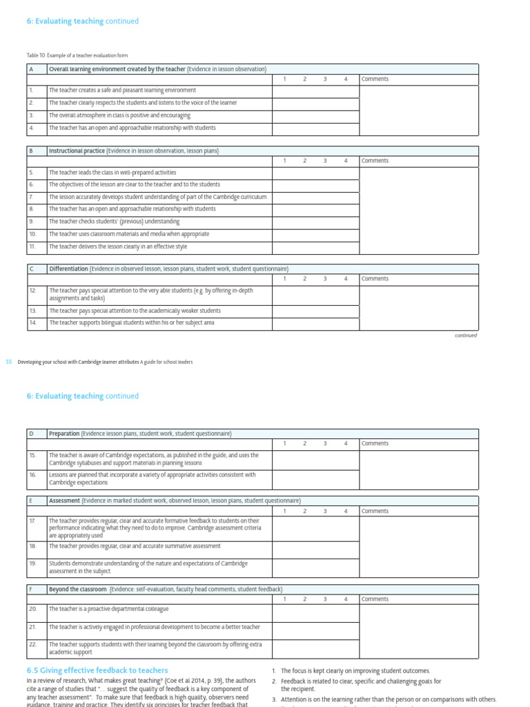 Evaluating Teaching with Cambridge Attributes | PDF | Teachers ...