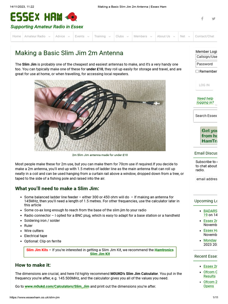 Making A Basic Slim Jim 2m Antenna Essex Ham Pdf Antenna Radio Coaxial Cable