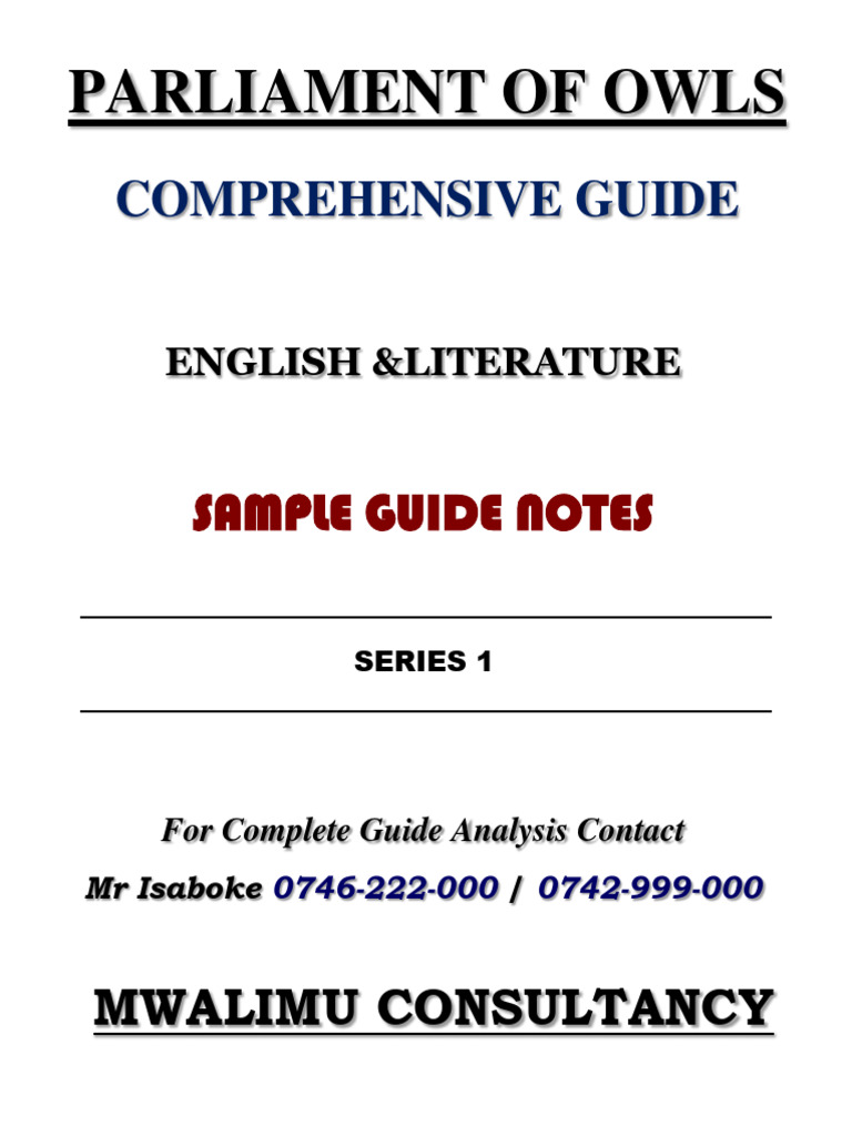 Parliament of Owls Guide SP | PDF | Poetry