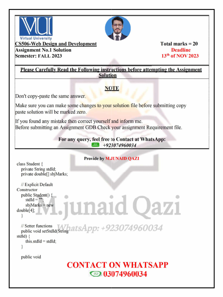 CS506-Assignment No.1 100% Accurate Solution by M.junaid Qazi | PDF