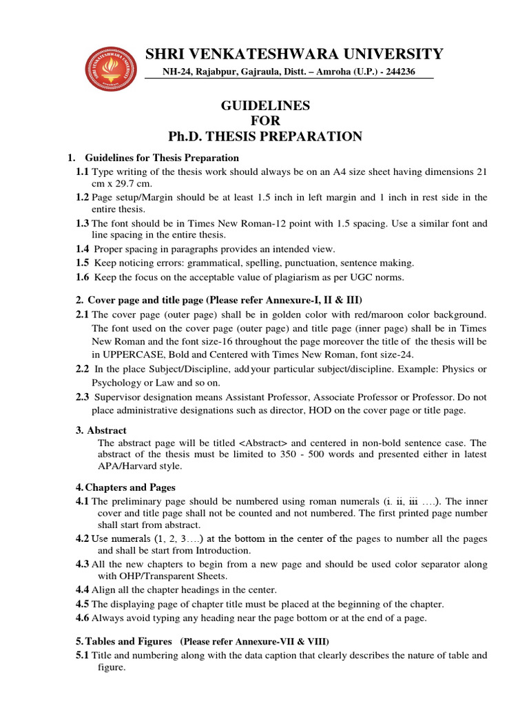 Guidelines of PHD Thesis Preparation | PDF | Thesis | Doctor Of Philosophy
