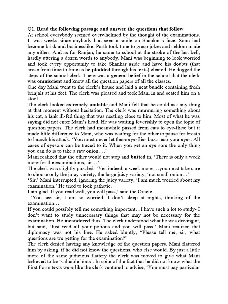 Reading Comprehension - Class 10 | PDF