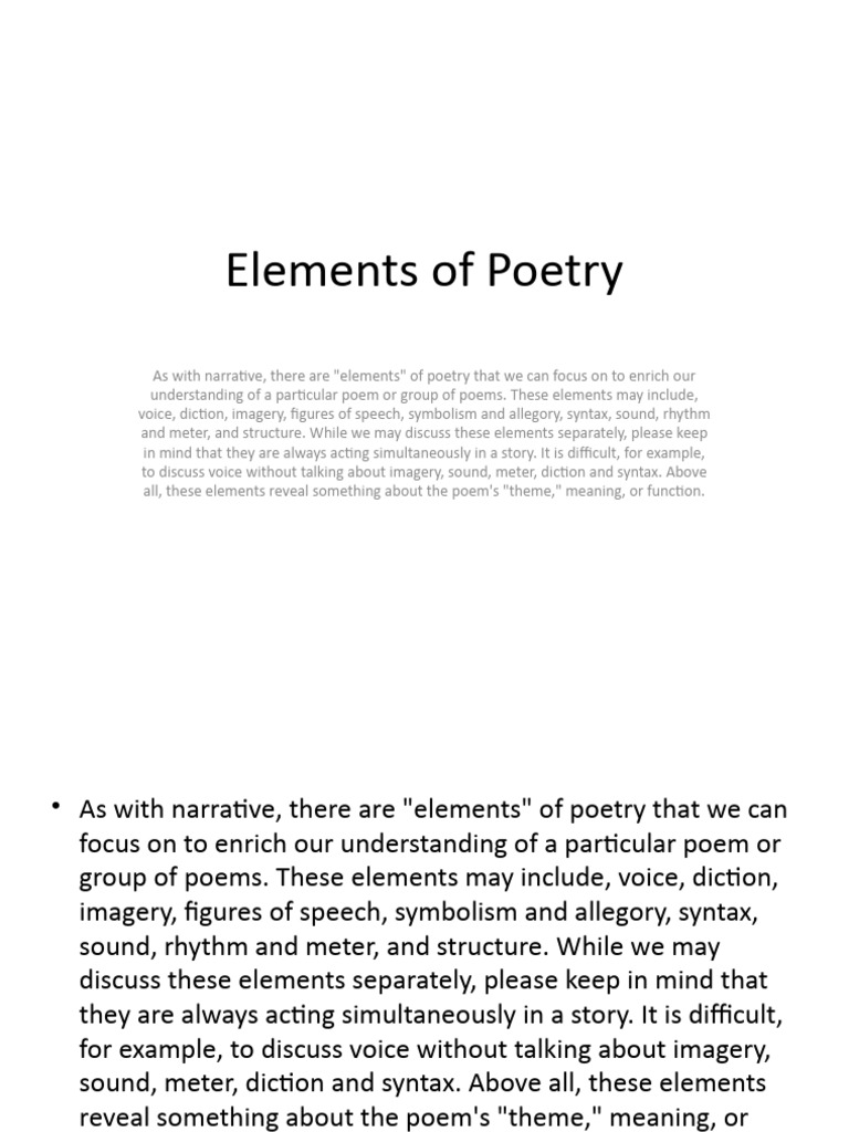 Elements of Poetry | PDF | Poetry | Metaphor