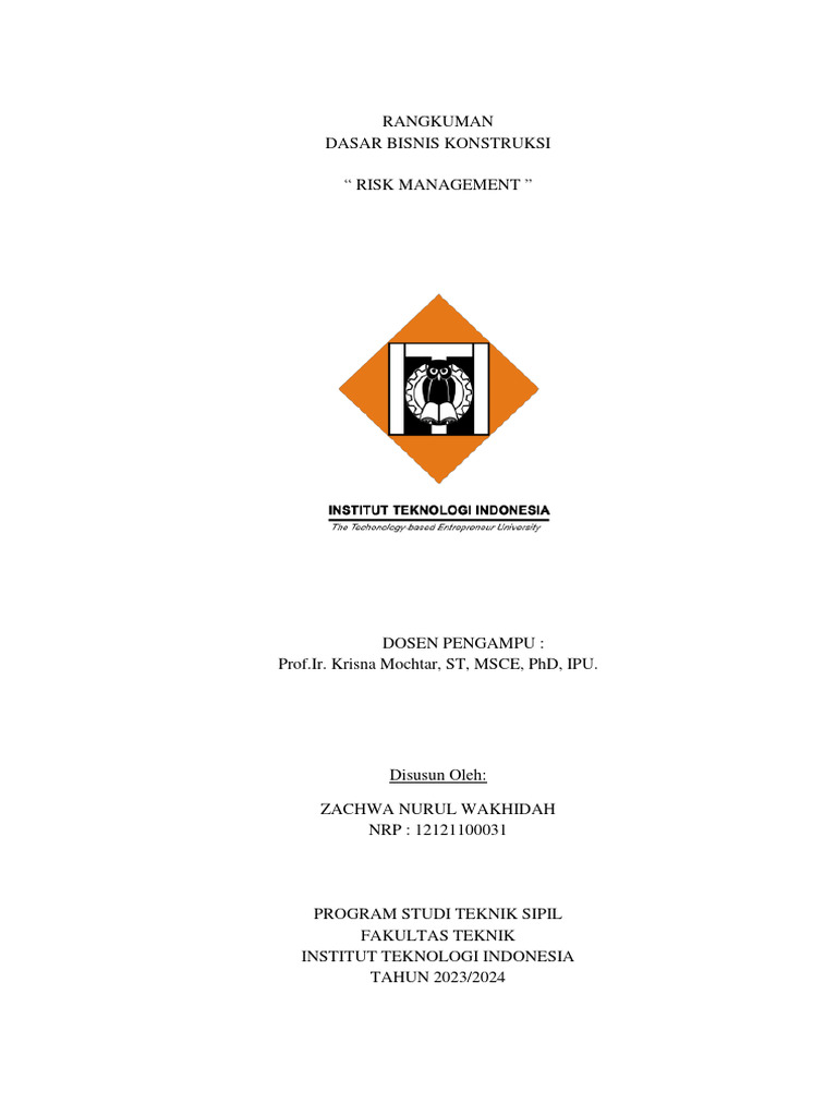P6 - Risk Management - DBK - Zachwa Nurul Wakhidah | PDF