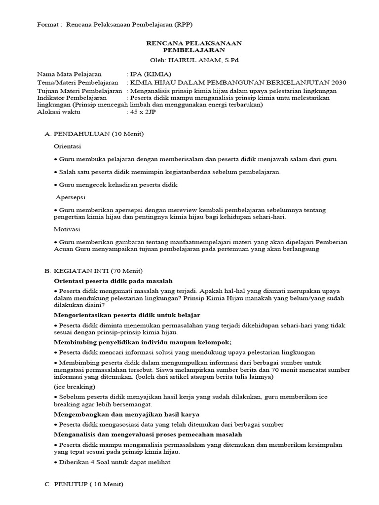 Format RPP CGP 11 REGULER | PDF | Sains & Matematika