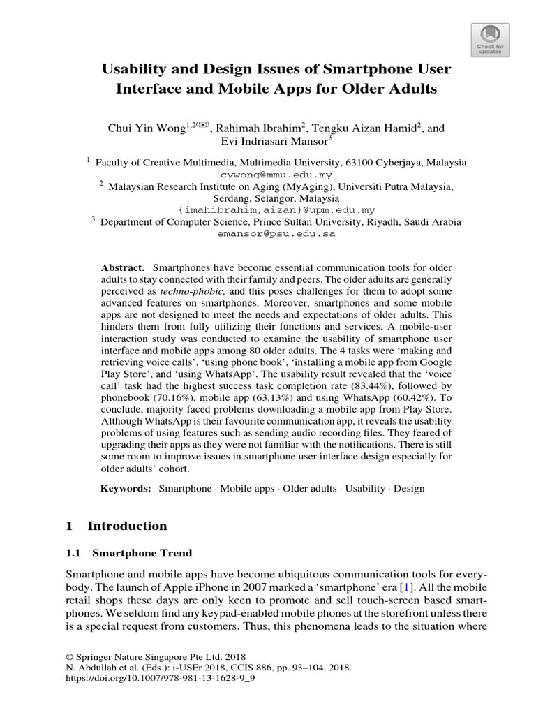 Usability and Design Issues of Smartphone User | PDF | Smartphone ...