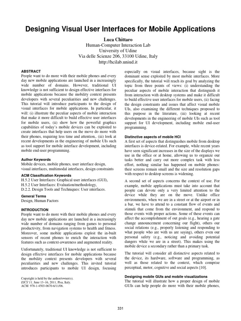 Designing Visual User Interfaces For Mobile Applications | PDF | User Interface | Graphical User ...