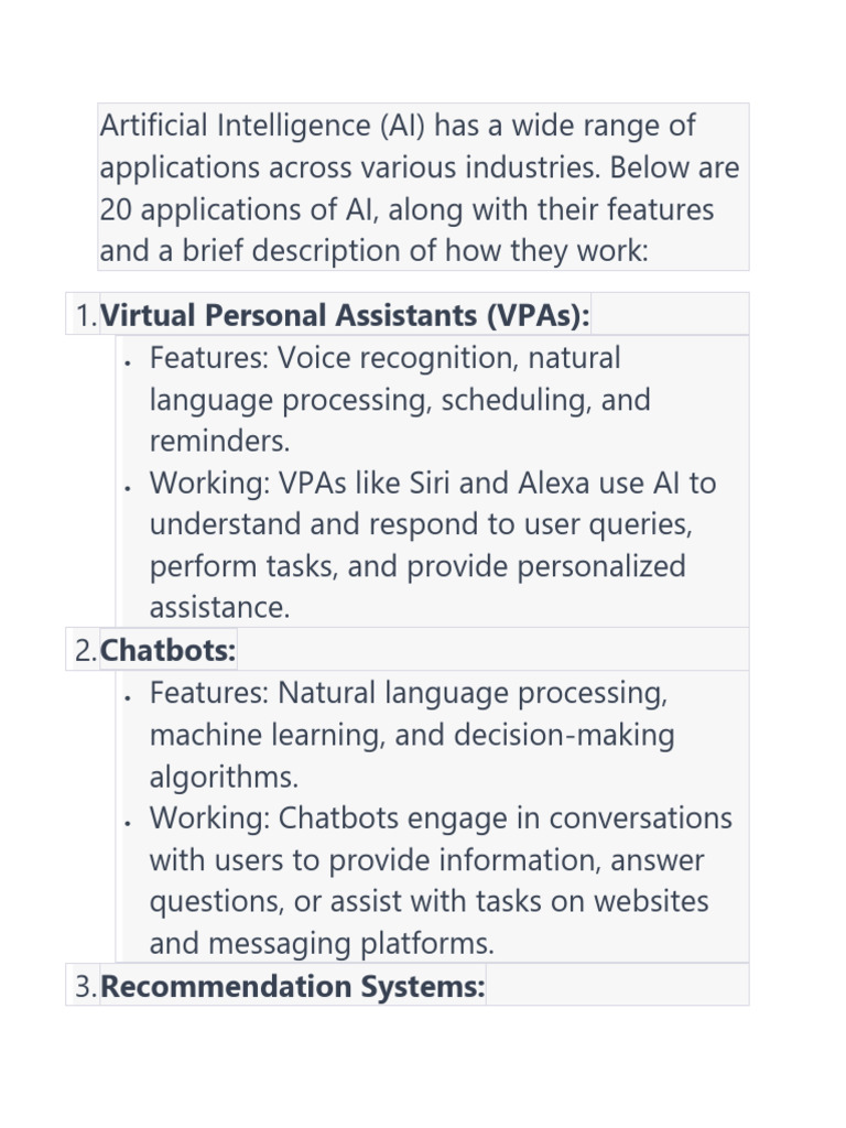 Features of Ai and Their Applications | PDF | Artificial Intelligence ...