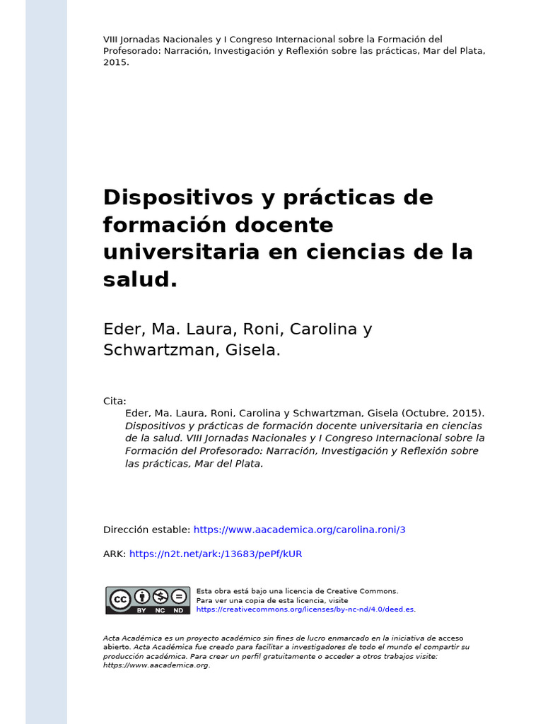 Eder, Ma. Laura, Roni, Carolina y SC (... ) (2015) - Dispositivos y Prácticas de Formación ...