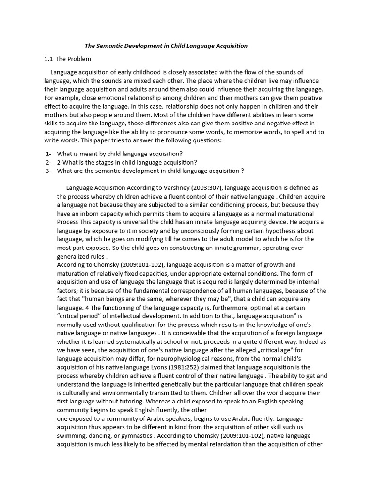 The Semantic Development in Child Language Acquisition | PDF | Language ...