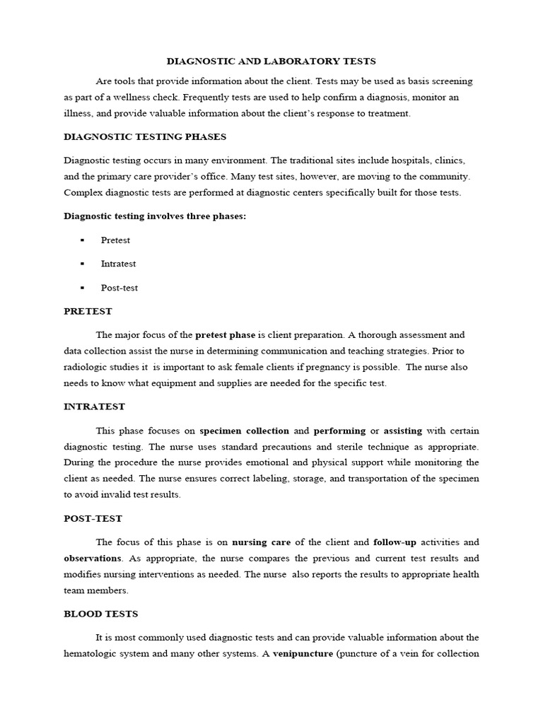 Understanding Diagnostic Tests and CBC | PDF | Magnetic Resonance ...