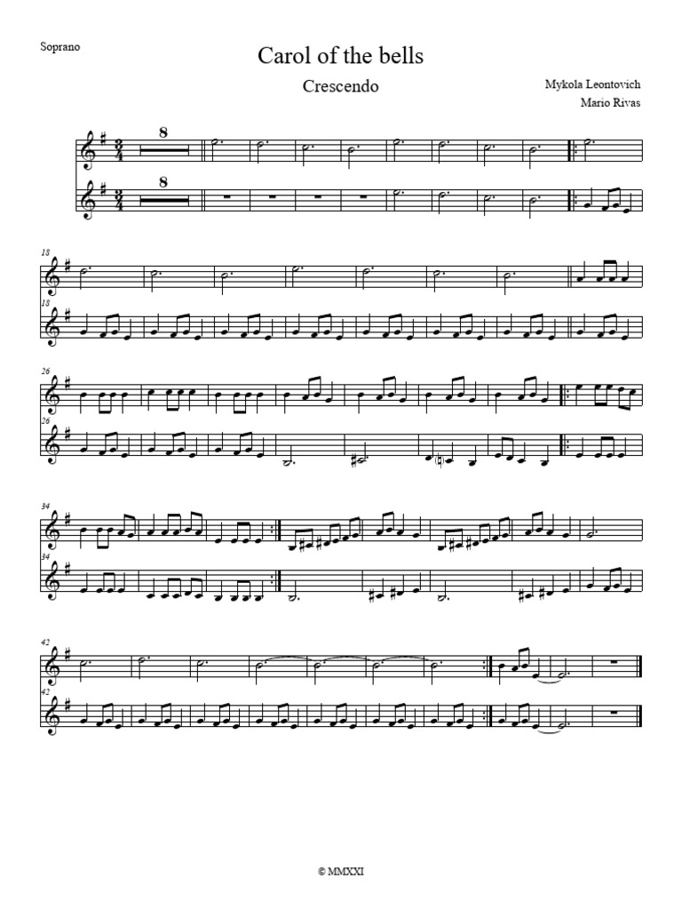 07 Carol of The Bells Crescendo Voces | PDF