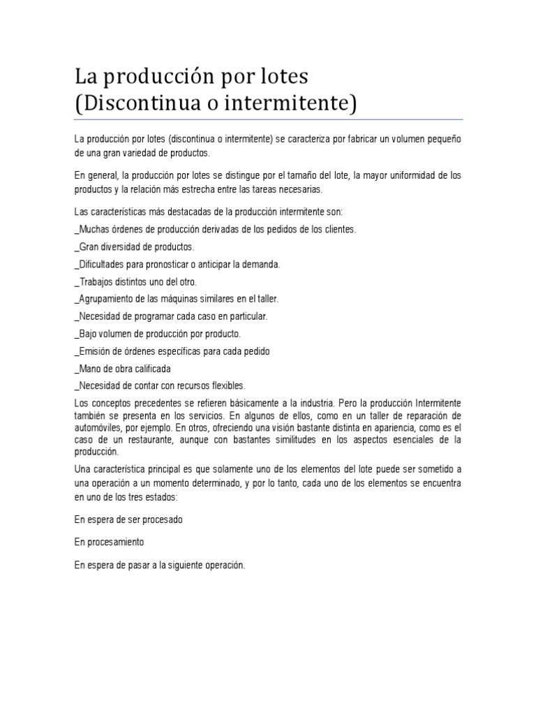 Ejemplos de Producción por Lotes | PDF | Multiplicación | Inversiones