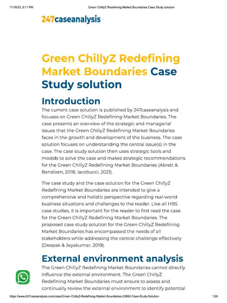 Green ChillyZ Redefining Market Boundaries 23860 Case Study Solution | PDF