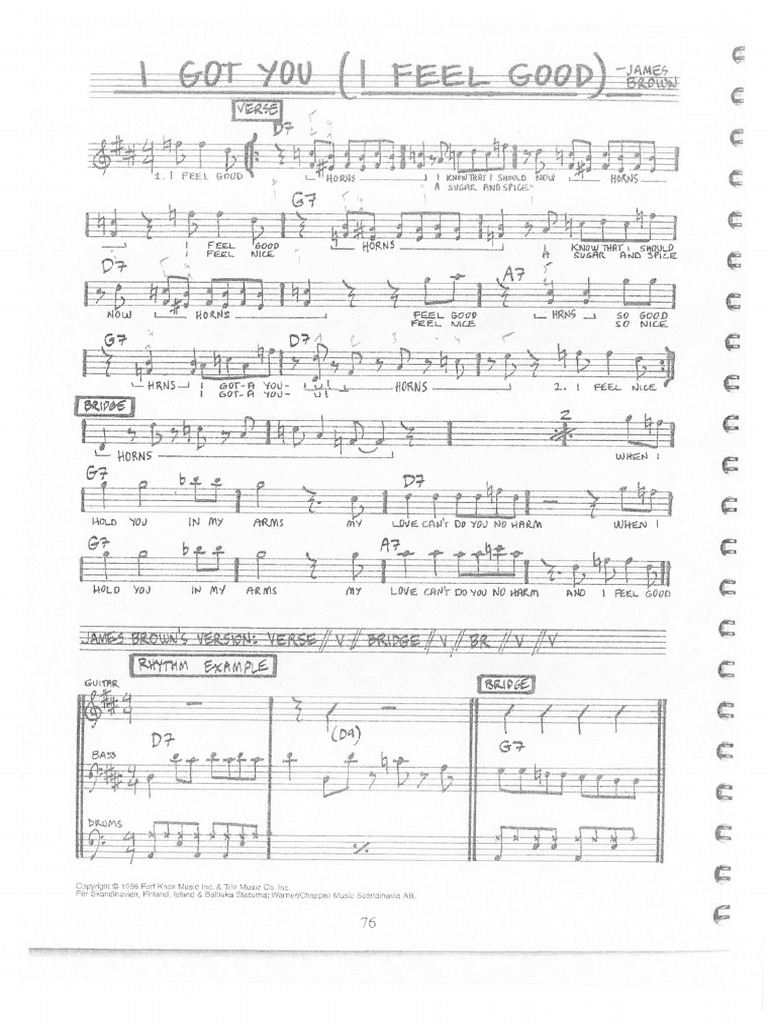 Pdfcoffee.com i Feel Good Leadsheet James Brownpdf PDF Free | PDF