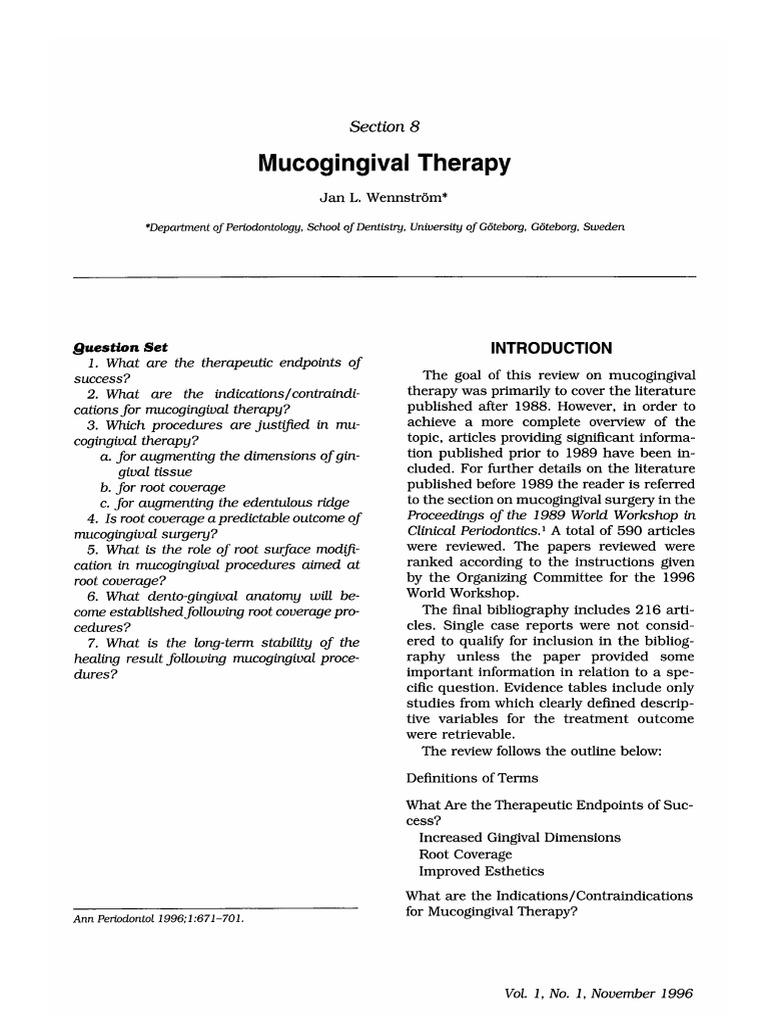 Mucogingival Therapy | PDF | Periodontology | Clinical Medicine