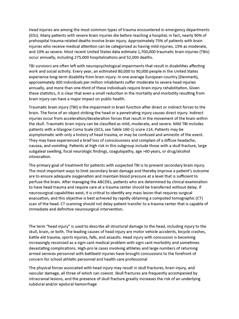 Head Injury | PDF | Traumatic Brain Injury | Concussion