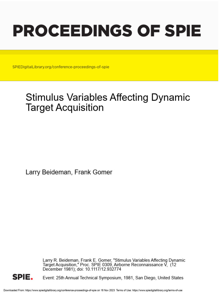 Proceedings of Spie: Stimulus Variables Affecting Dynamic Target ...