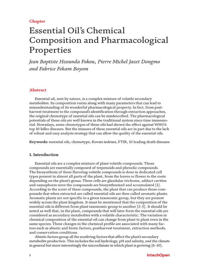 Essential Oil’s Chemical composition | PDF | Infrared Spectroscopy ...