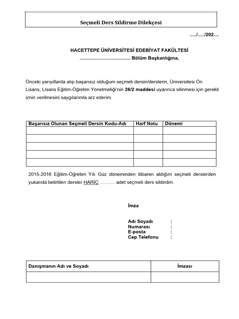 Başarısız Secmeli Ders Sildirme | PDF