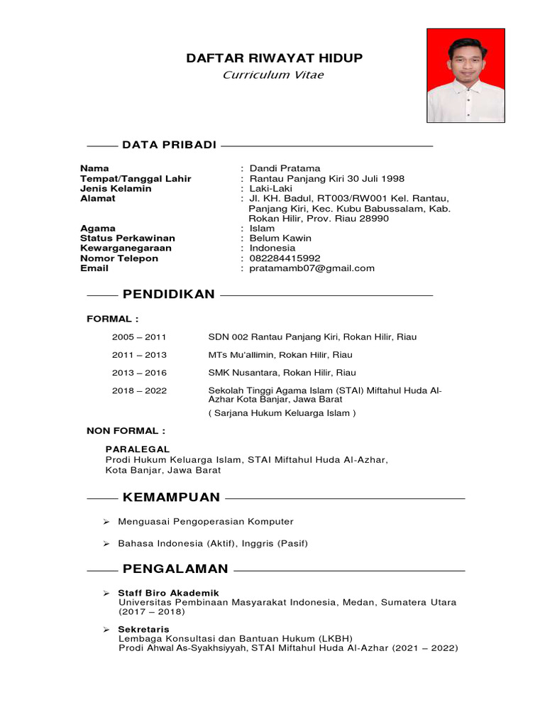 Daftar Riwayat Hidup-CV | PDF